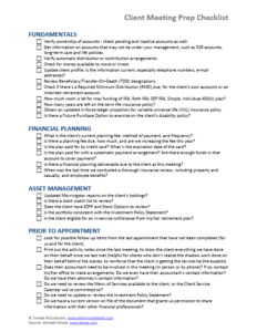 Client Meeting Prep Checklist For Financial Advisors